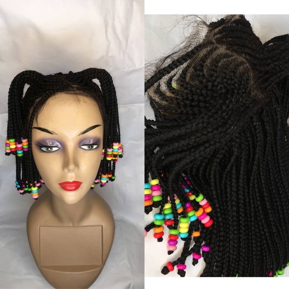 Kids braided wig with multicolour bead | Etsy