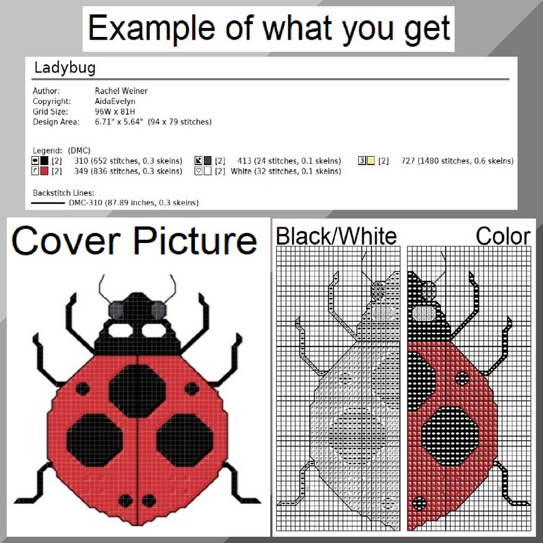 Ladybug Cross Stitch Pattern, Instant Download (PDF Download) - Etsy