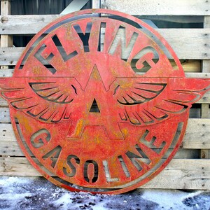 Rusty Patina Flying "a" Gas Station Garage Sign Large Wall Petroleum ...
