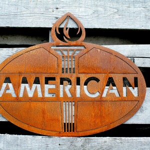American Gasoline Painted/rusted Patina Garage Sign Large Wall ...