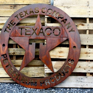Rusty Patina Texaco Gas Station Garage Sign Large Wall Petroleum Plasma ...