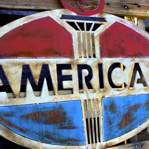 American Gasoline Painted/rusted Patina Garage Sign Large Wall ...