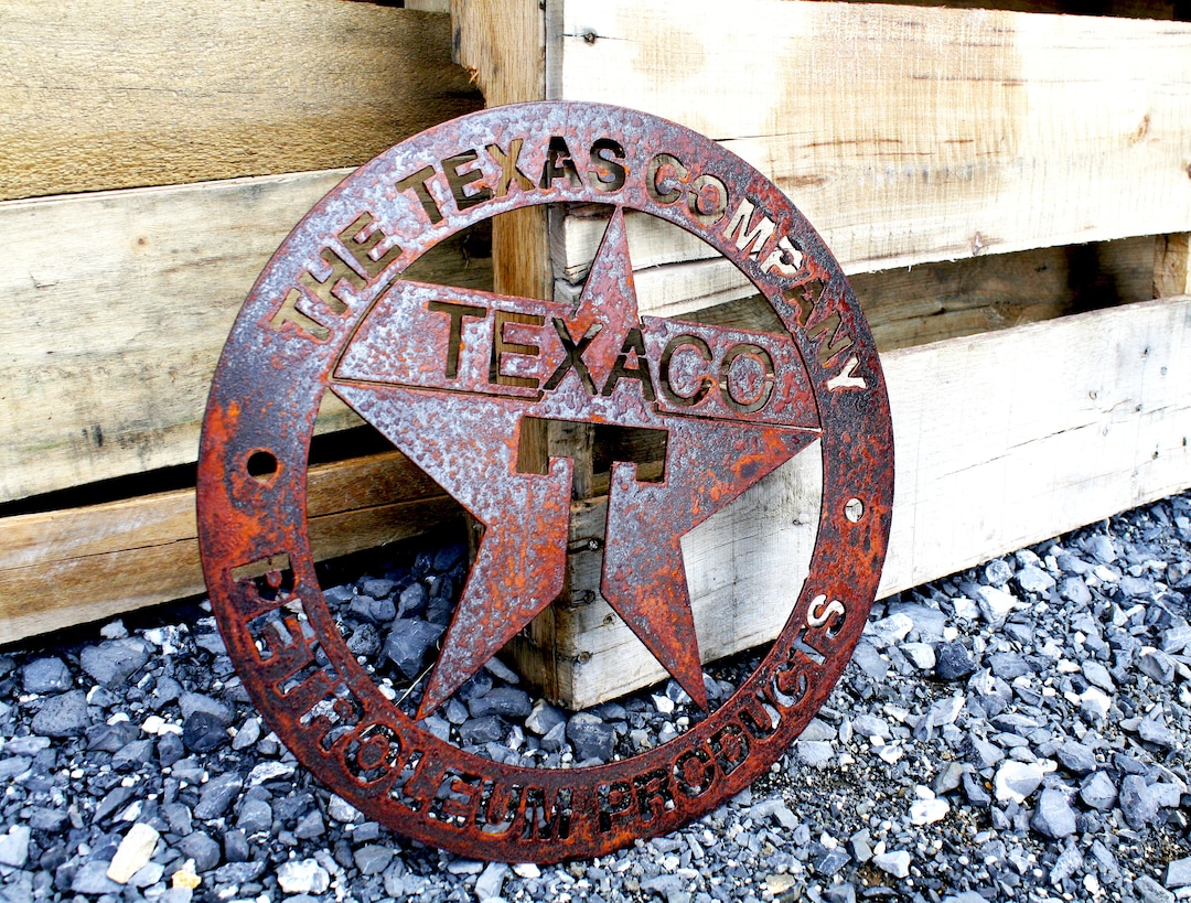 Rusty Patina Texaco Gas Station Garage Sign Large Wall Petroleum Plasma ...