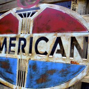American Gasoline Painted/rusted Patina Garage Sign Large Wall ...