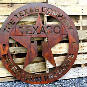 Rusty Patina Texaco Gas Station Garage Sign Large Wall Petroleum Plasma ...