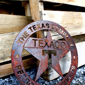 Rusty Patina Texaco Gas Station Garage Sign Large Wall Petroleum Plasma ...