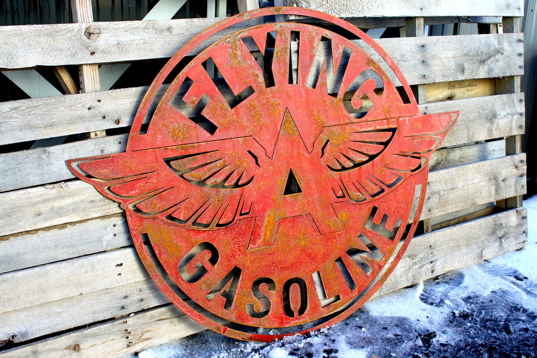 Rusty Patina Flying "a" Gas Station Garage Sign Large Wall Petroleum ...