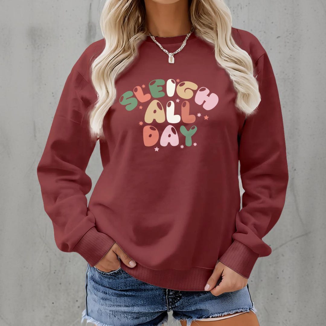 Sleigh All Day - (multiple Colors) Women's Fleece Crew Neck Sweater - Etsy