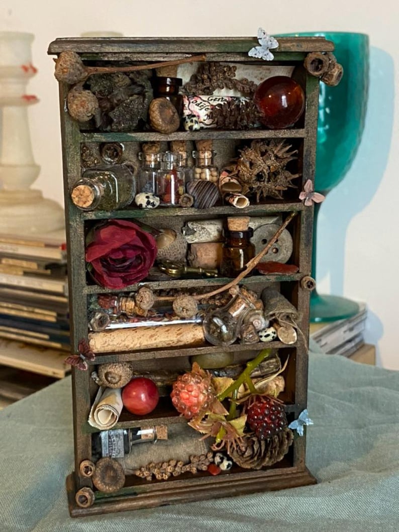 Dollshouse Miniature Bookcase Filled With Forest Curios and Found ...