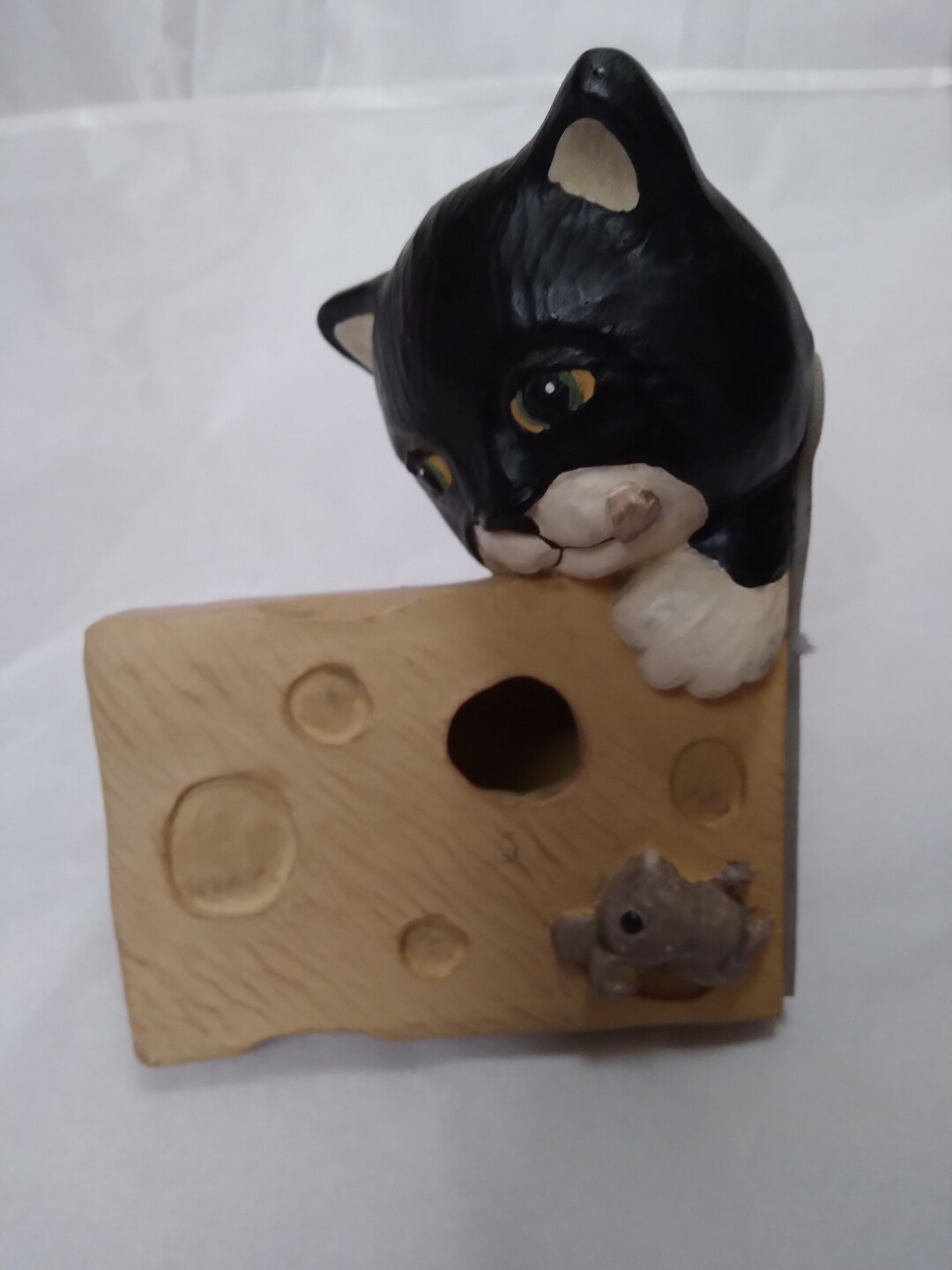 Figi Graphics Cat Figurine With Cheese and Mouse "say Cheese" - Etsy