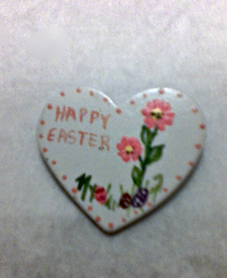 Hand Painted Wooden Happy Easter Pin - Etsy