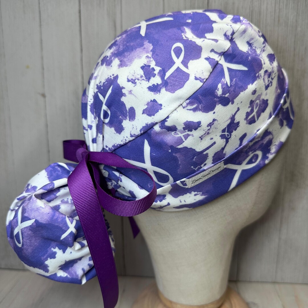 Alzheimer's/epilepsy Awareness Ponytail Scrub Cap: Women's Purple ...
