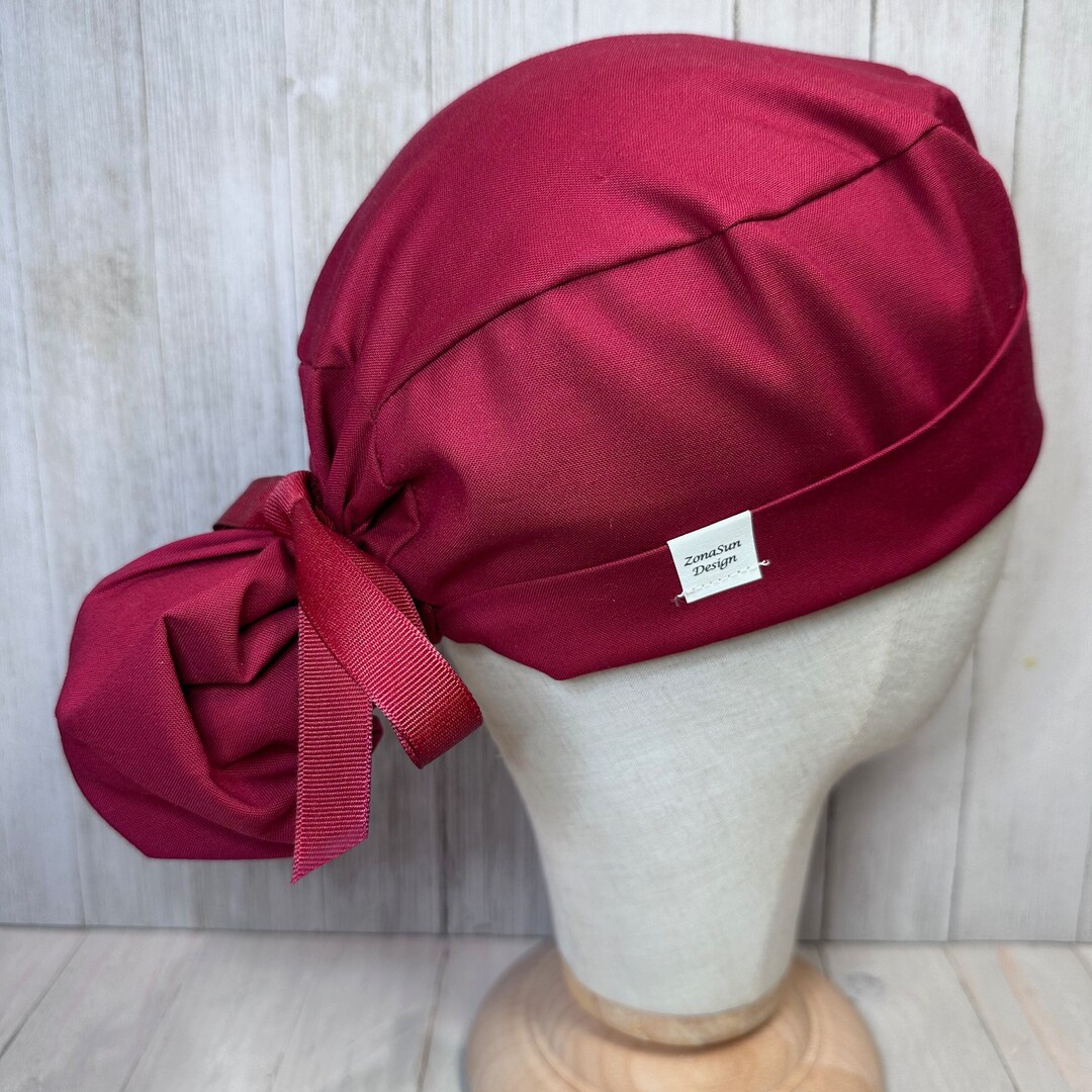 Crimson Ponytail Scrub Cap: Women's Burgundy OR Surgical Hat ...
