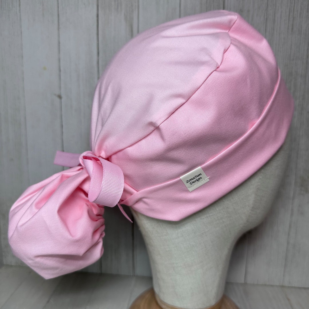Pink Ponytail Scrub Cap for Women, Monochromatic OR Surgical Hat ...