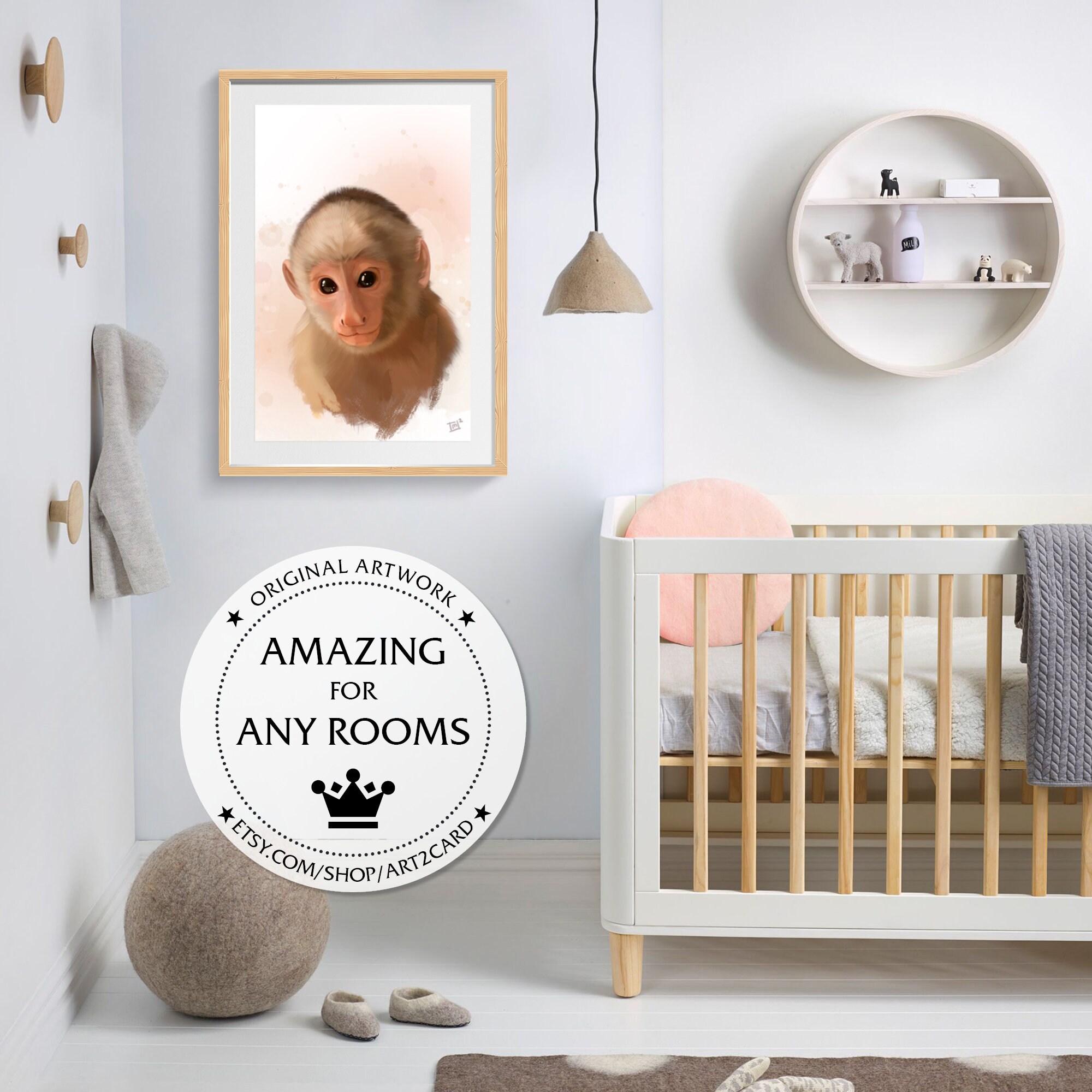 Monkey Baby Nursery Animals Exclusive Souvenir Painting - Etsy