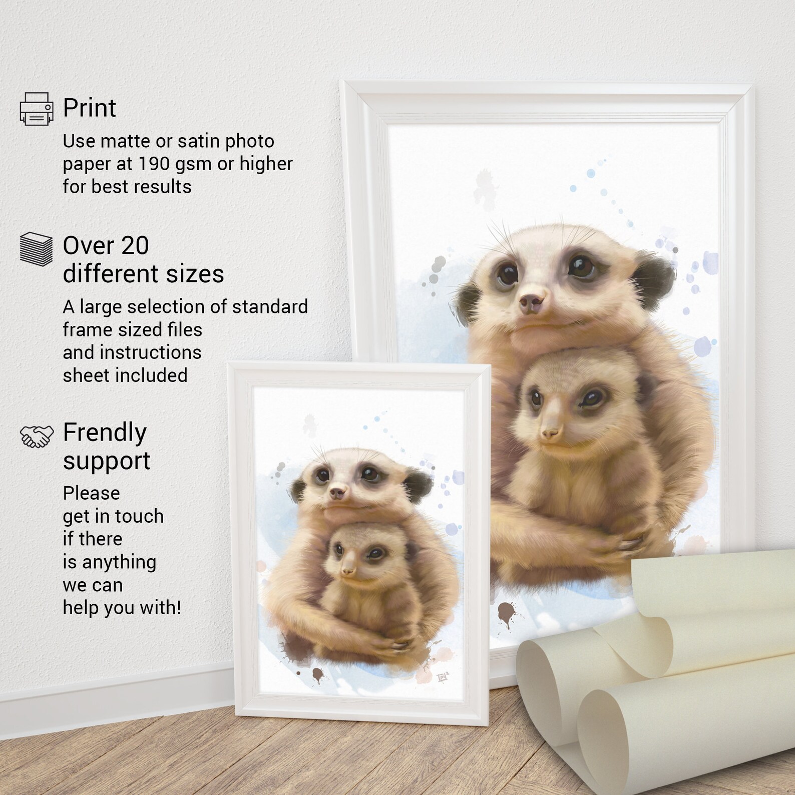 Meerkat Mom & Baby Nursery Animals Exclusive Souvenir Painting Digital ...