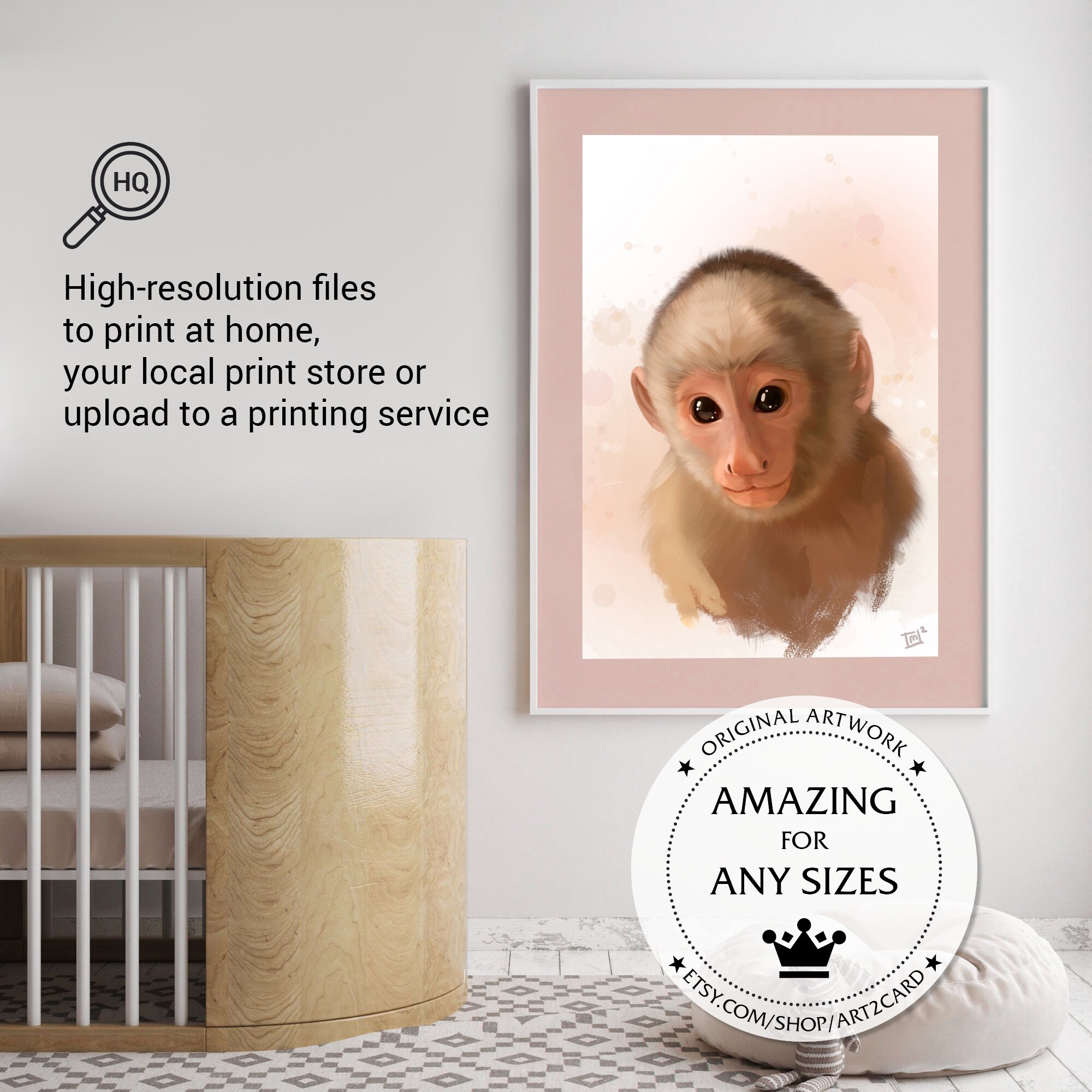 Monkey Baby Nursery Animals Exclusive Souvenir Painting - Etsy