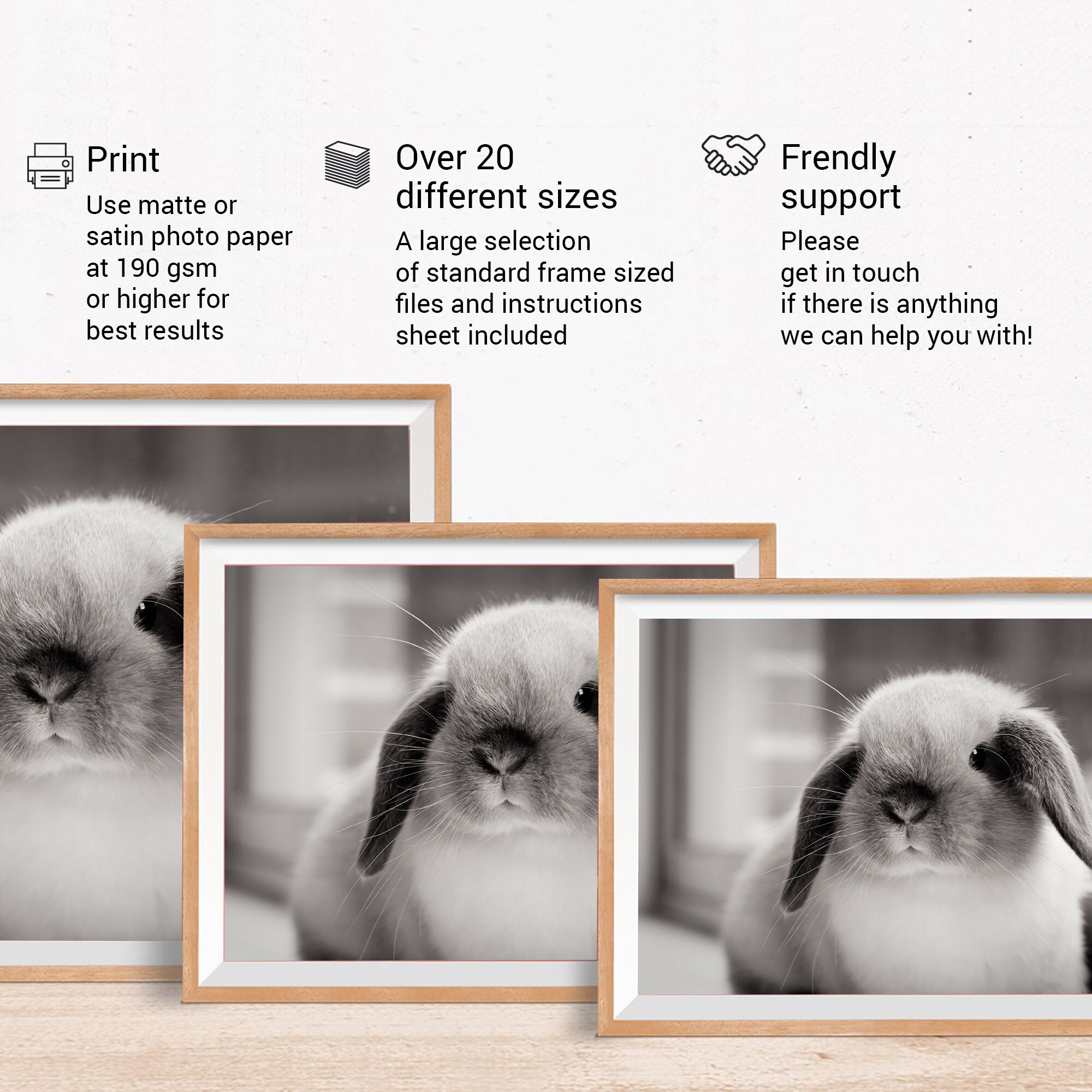 Rabbit Wild Animal Digital Download Wall Art Print Printable Room Large ...