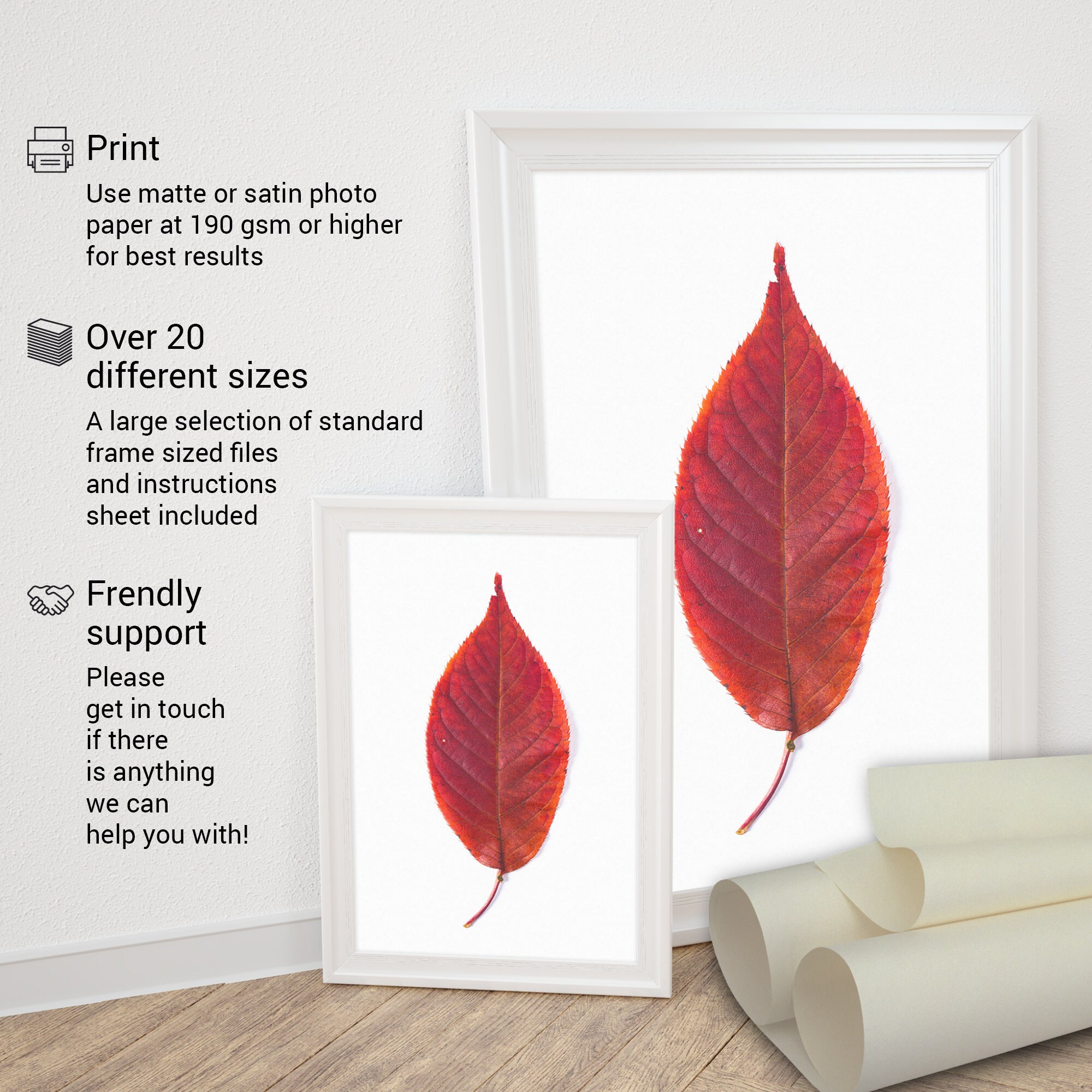 Red Leaf Nature Fall Digital Download Wall Art Print Printable Room ...