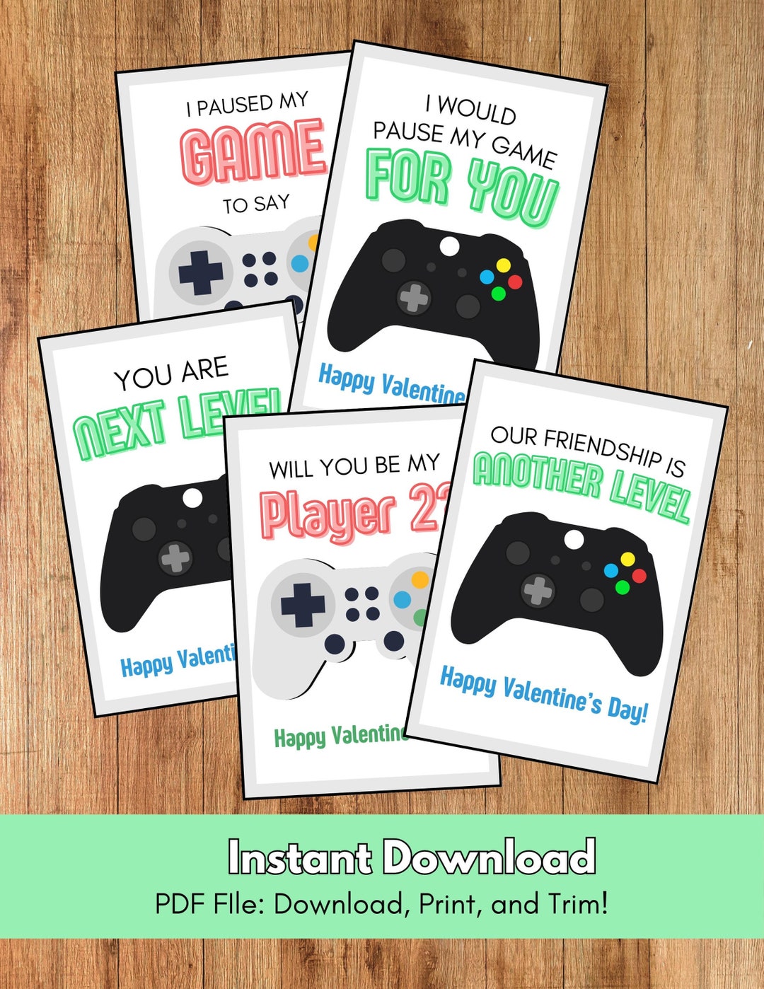 Gamer Valentine's Day Cards - Classroom Party - Funny Tween Vday Gift ...