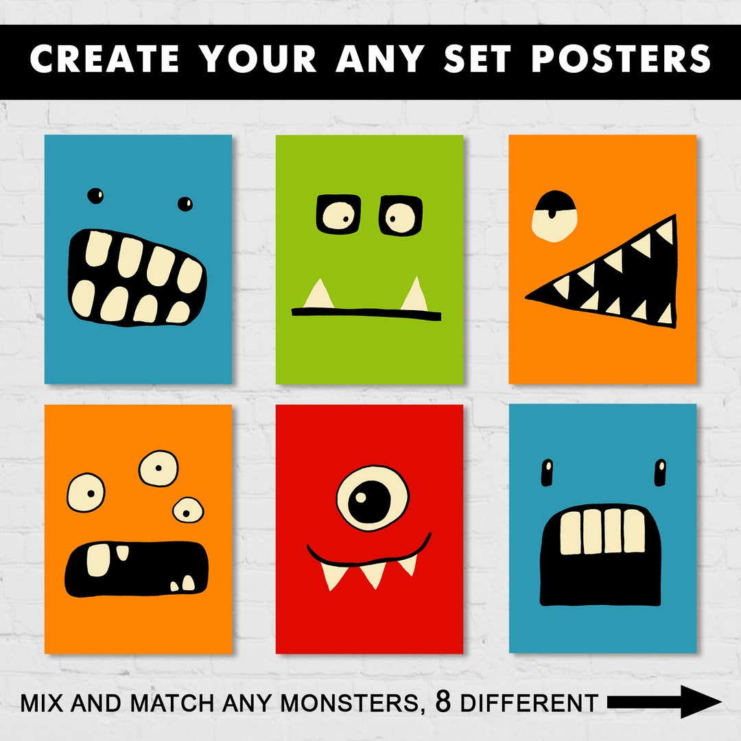 DIY Set Monsters Posters, Little Monster Baby Print, Create Your Any ...