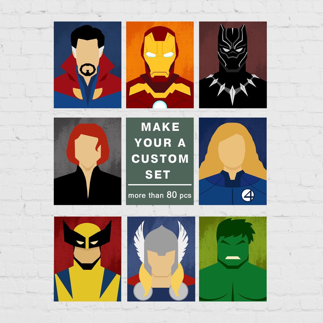 DIY Heroes Poster Set, Minimalist Super Hero, Minimalist Vintage Print ...