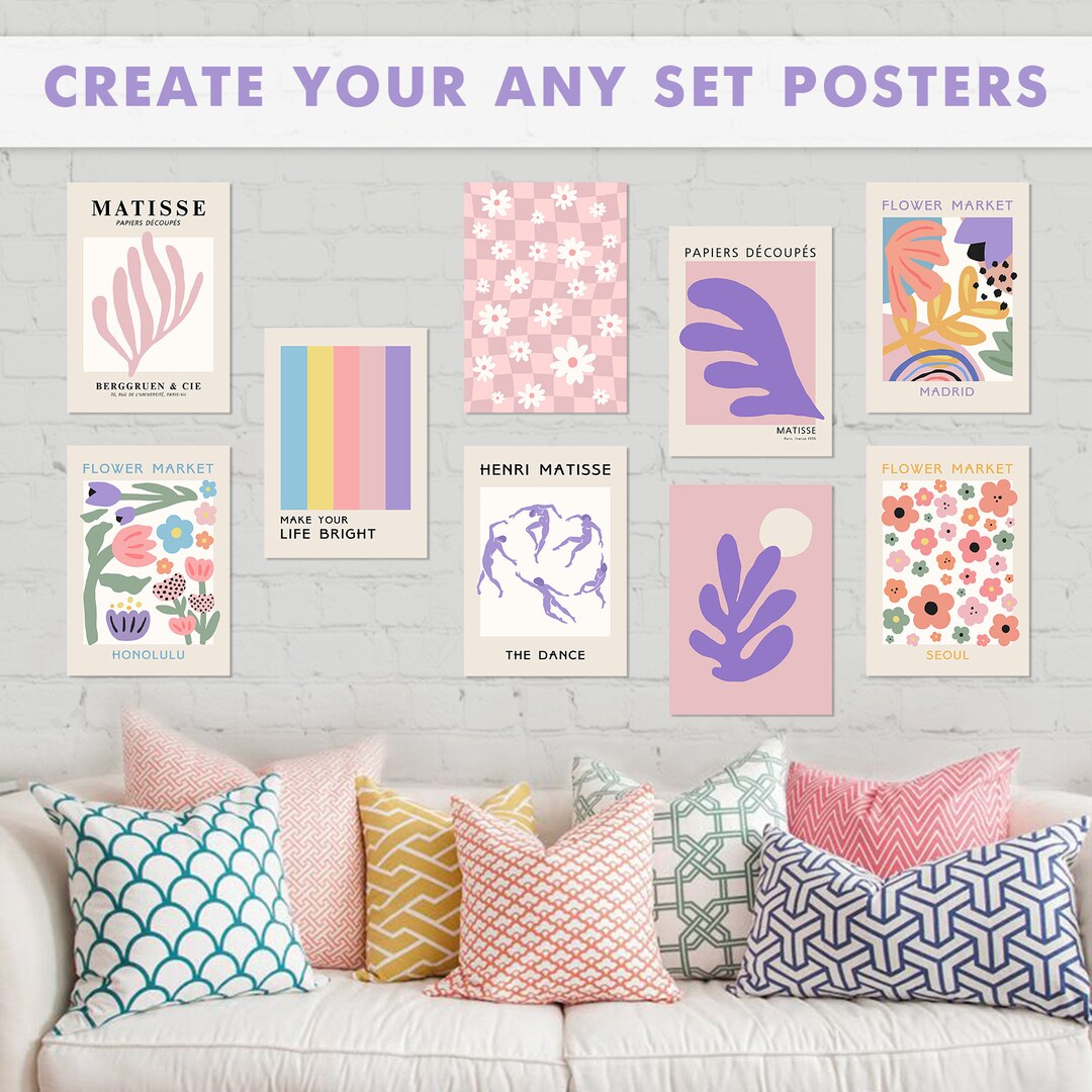 DIY Set Posters, Pastel Colorful Gallery Wall Set, Flower Market Poster ...