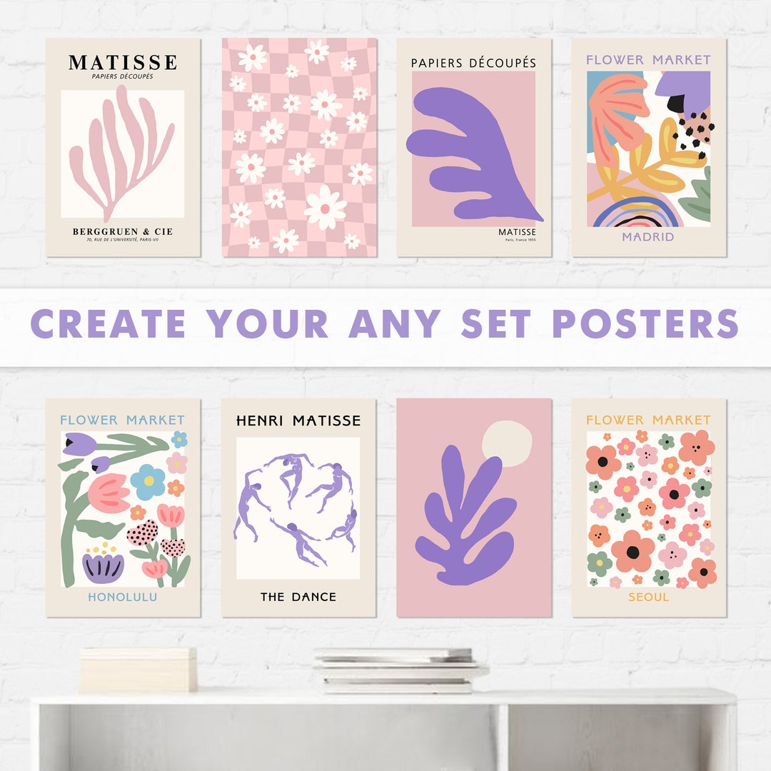DIY Set Posters, Pastel Colorful Gallery Wall Set, Flower Market Poster ...