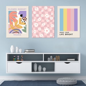 DIY Set Posters, Pastel Colorful Gallery Wall Set, Flower Market Poster ...