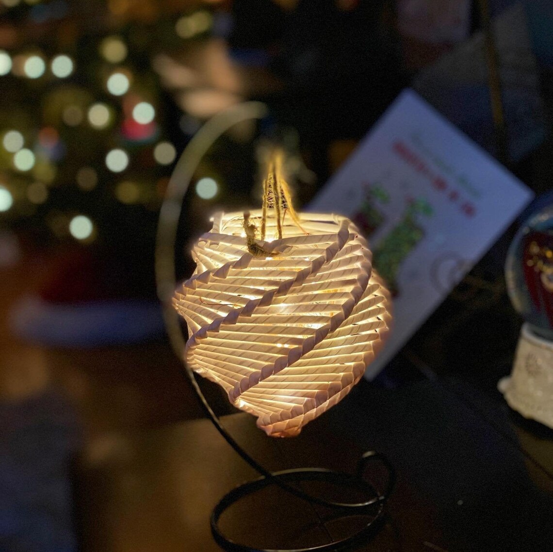 Small Handwoven Paper Lantern With Stand | Etsy