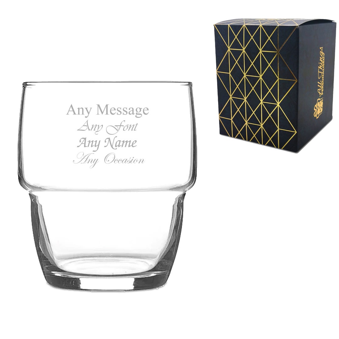 Engraved 285ml Stacking Tumbler Glass With Gift Box - Etsy