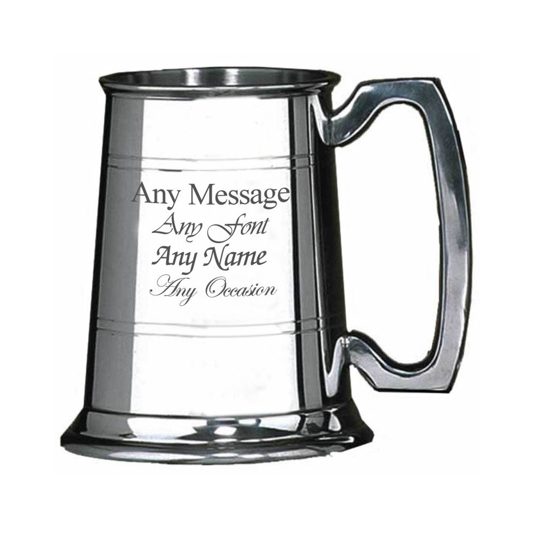 Personalised Engraved 20oz Pint Pewter Tankard, Any Message Engraved ...