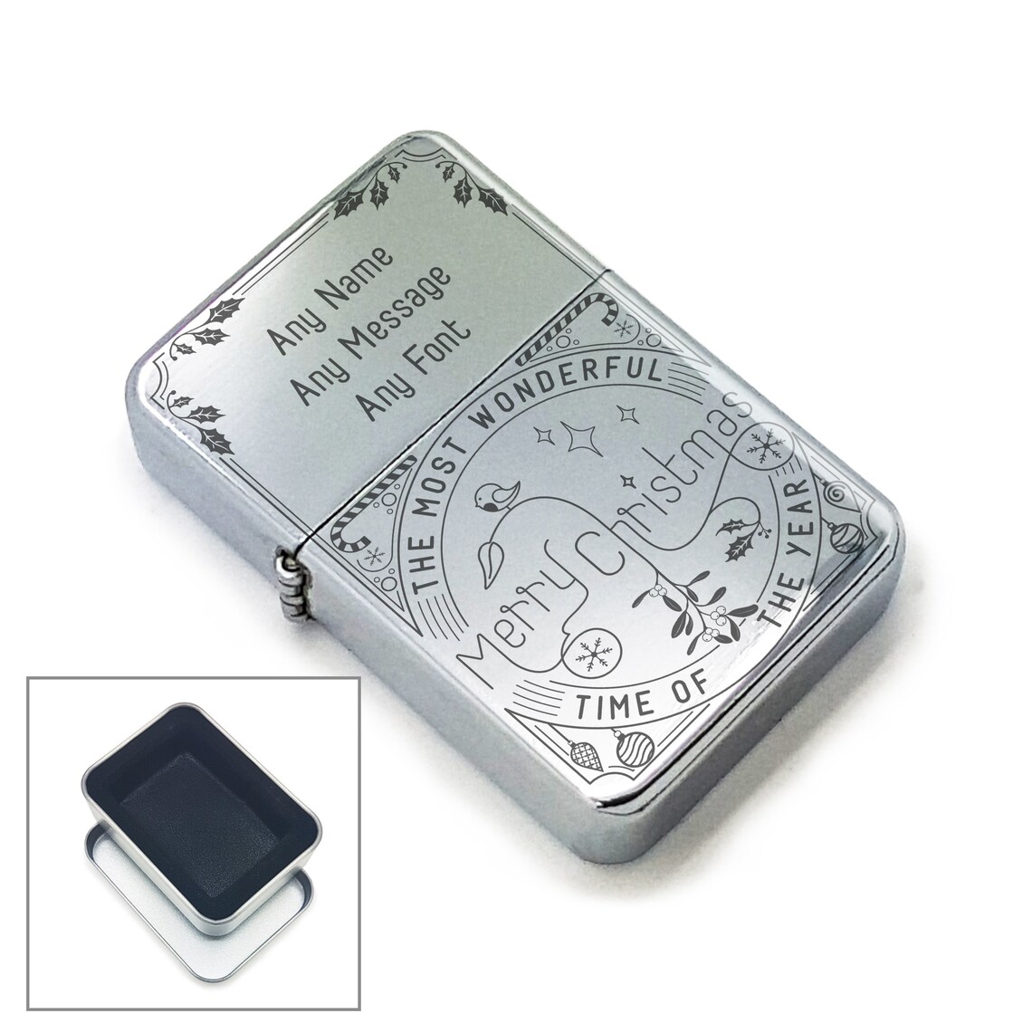 Personalised Engraved Lighter with Vintage Christmas Design | Etsy