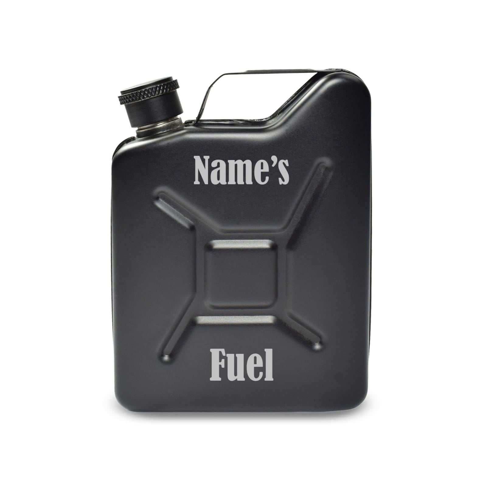 Personalised Engraved Black Jerry Can Hip Flask With Fuel Design ...