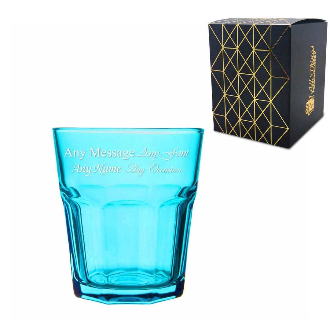 Engraved 305ml Blue Coloured Water Glass With Gift Box - Etsy