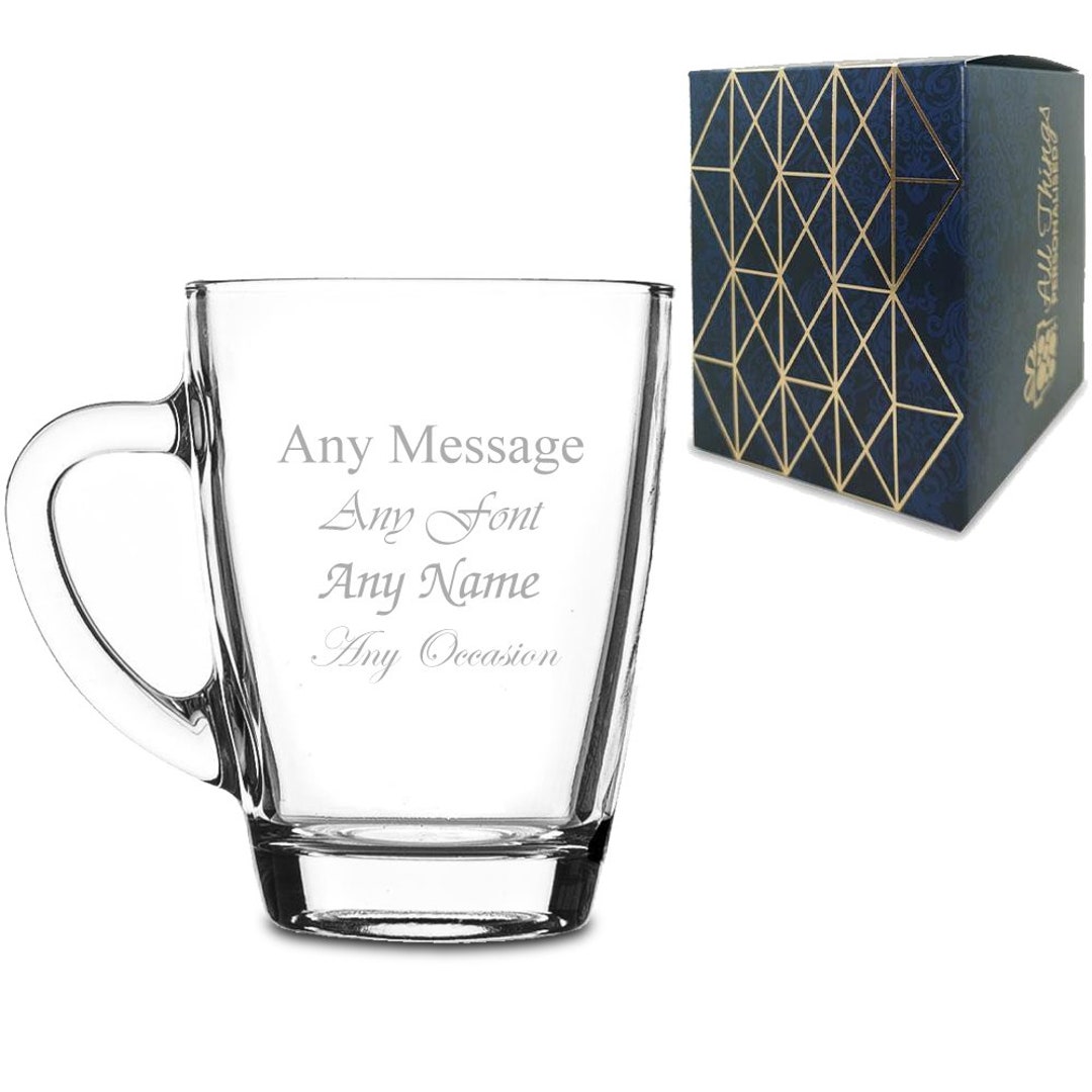 Engraved 300ml Glass Coffee Cup - Etsy