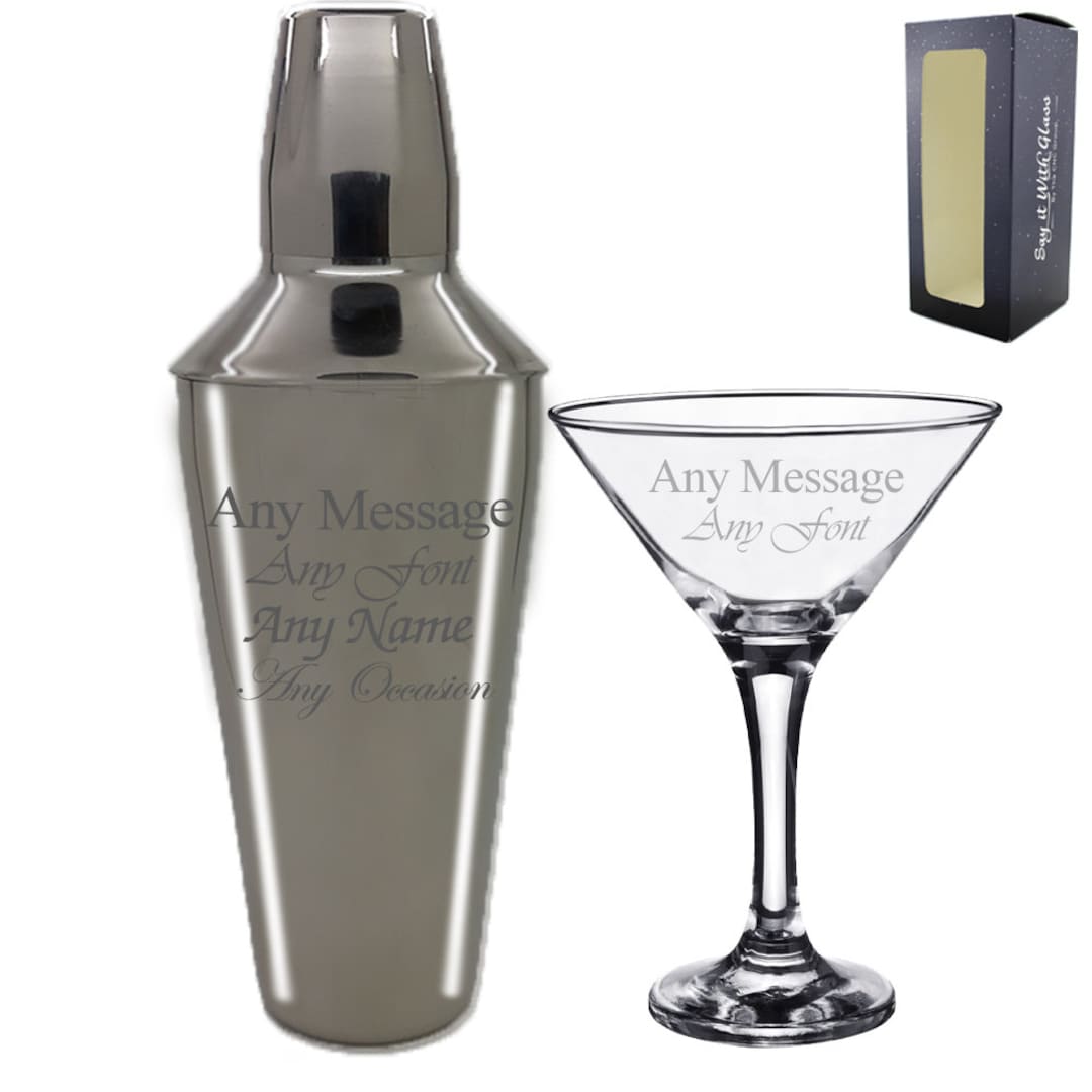 Personalised Engraved Cocktail Shaker With Strainer and - Etsy