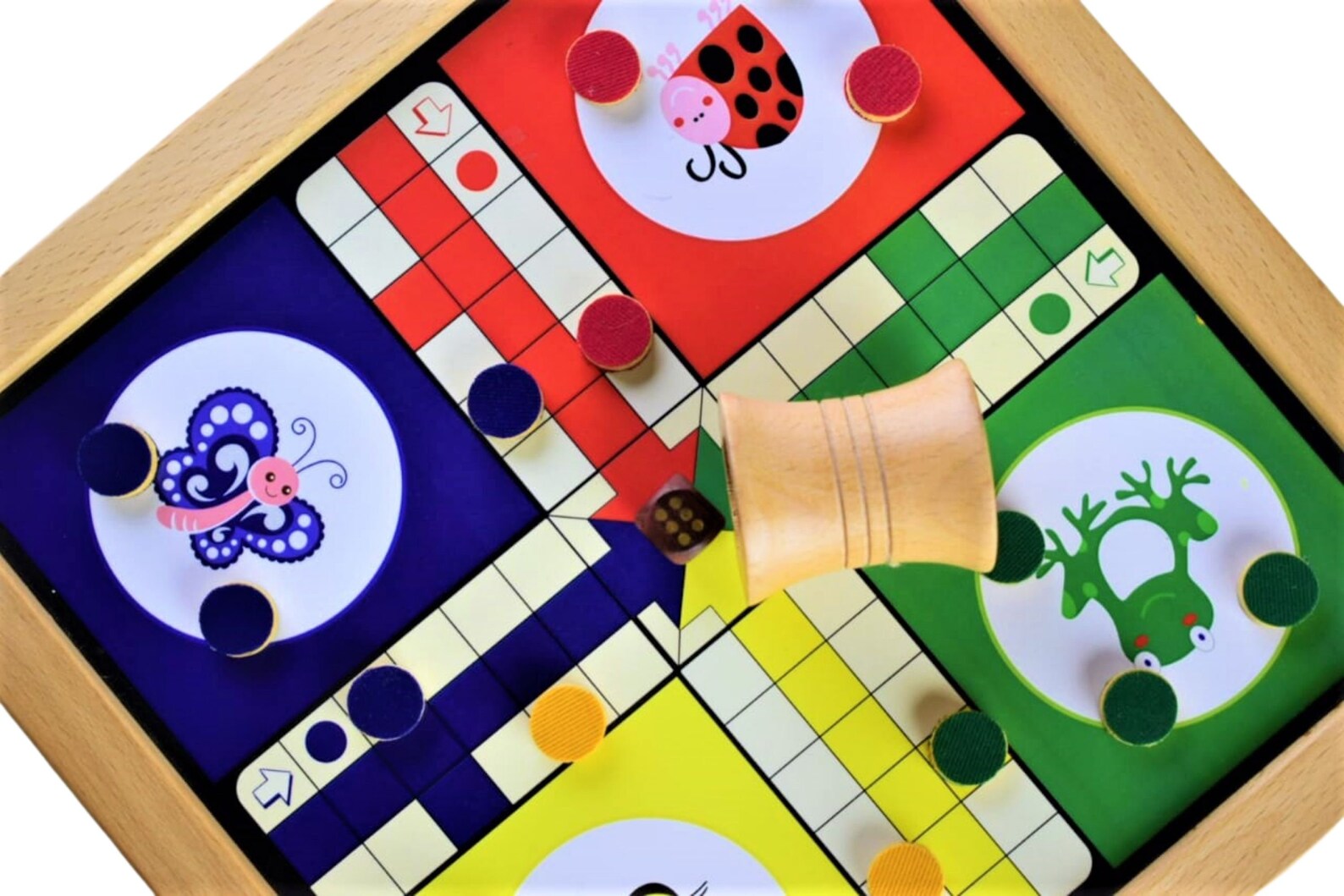 Classic Handmade Wooden 2 in 1 Ludo Magnetic Snakes and Ladders Travel ...