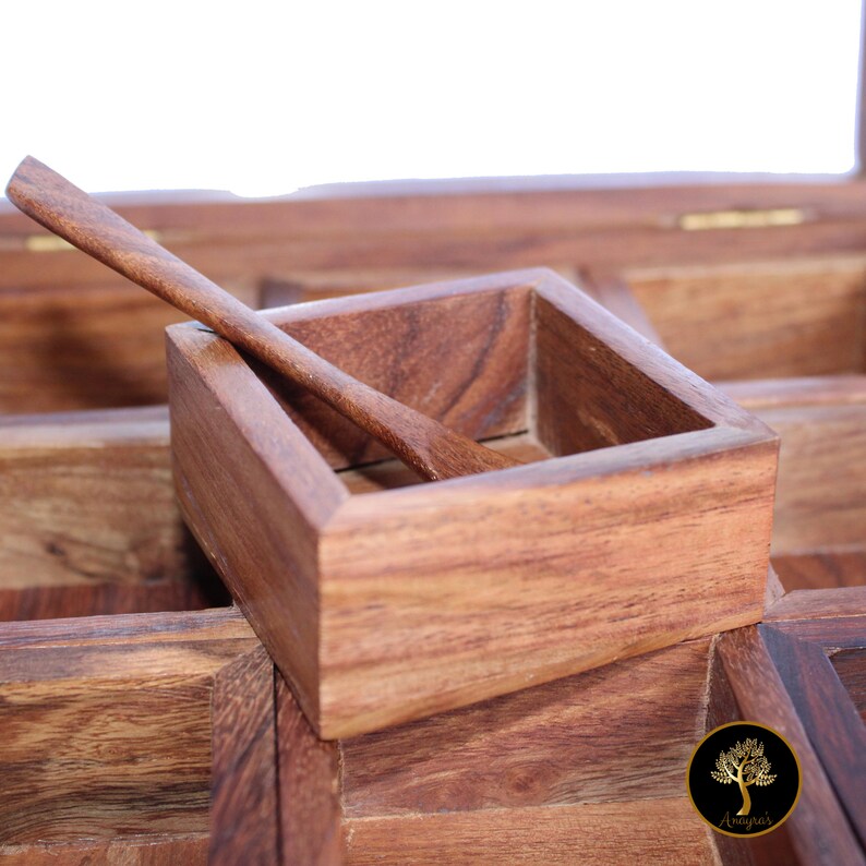 Rosewood Spice Box / Masala Box With Glass Top - Etsy