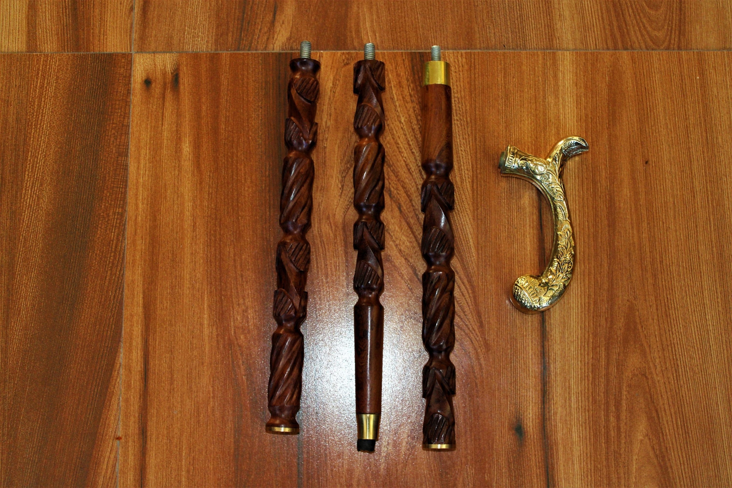 Indian Rosewood Handcrafted Walking Stick Cane Foldable With Brass ...