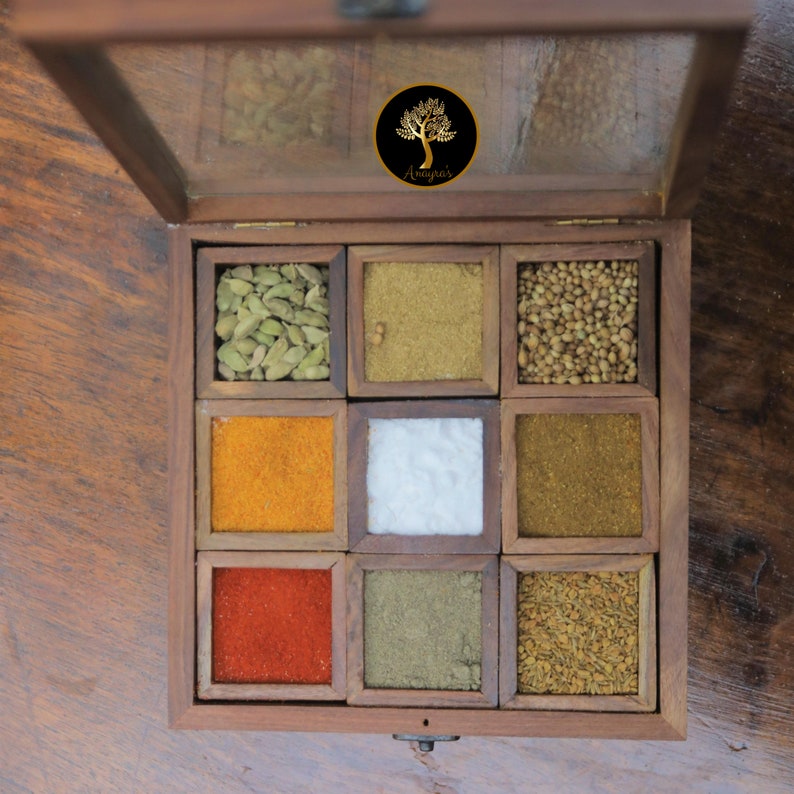 Rosewood Spice Box / Masala Box With Glass Top - Etsy
