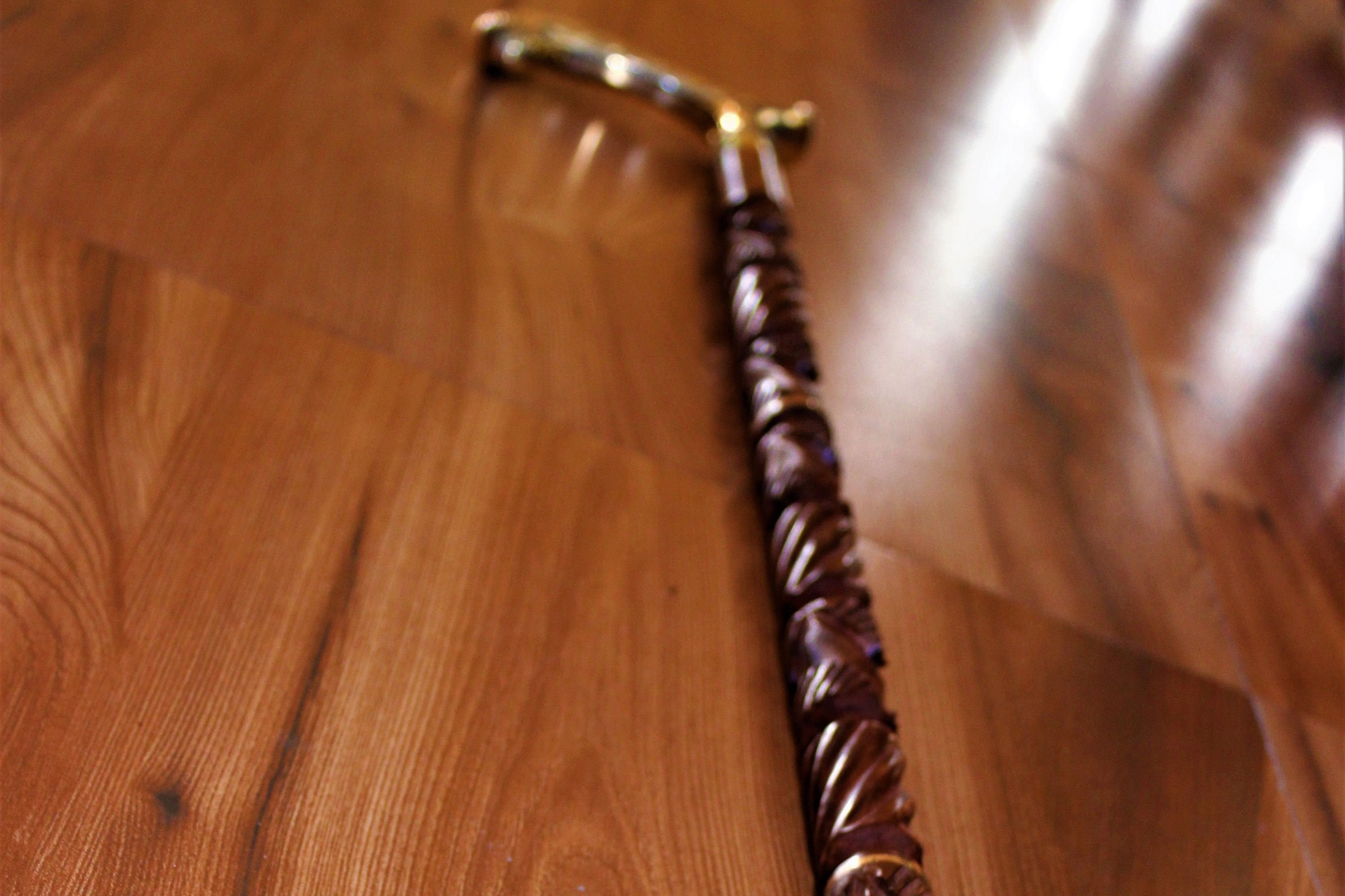 Indian Rosewood Handcrafted Walking Stick Cane Foldable With Brass ...