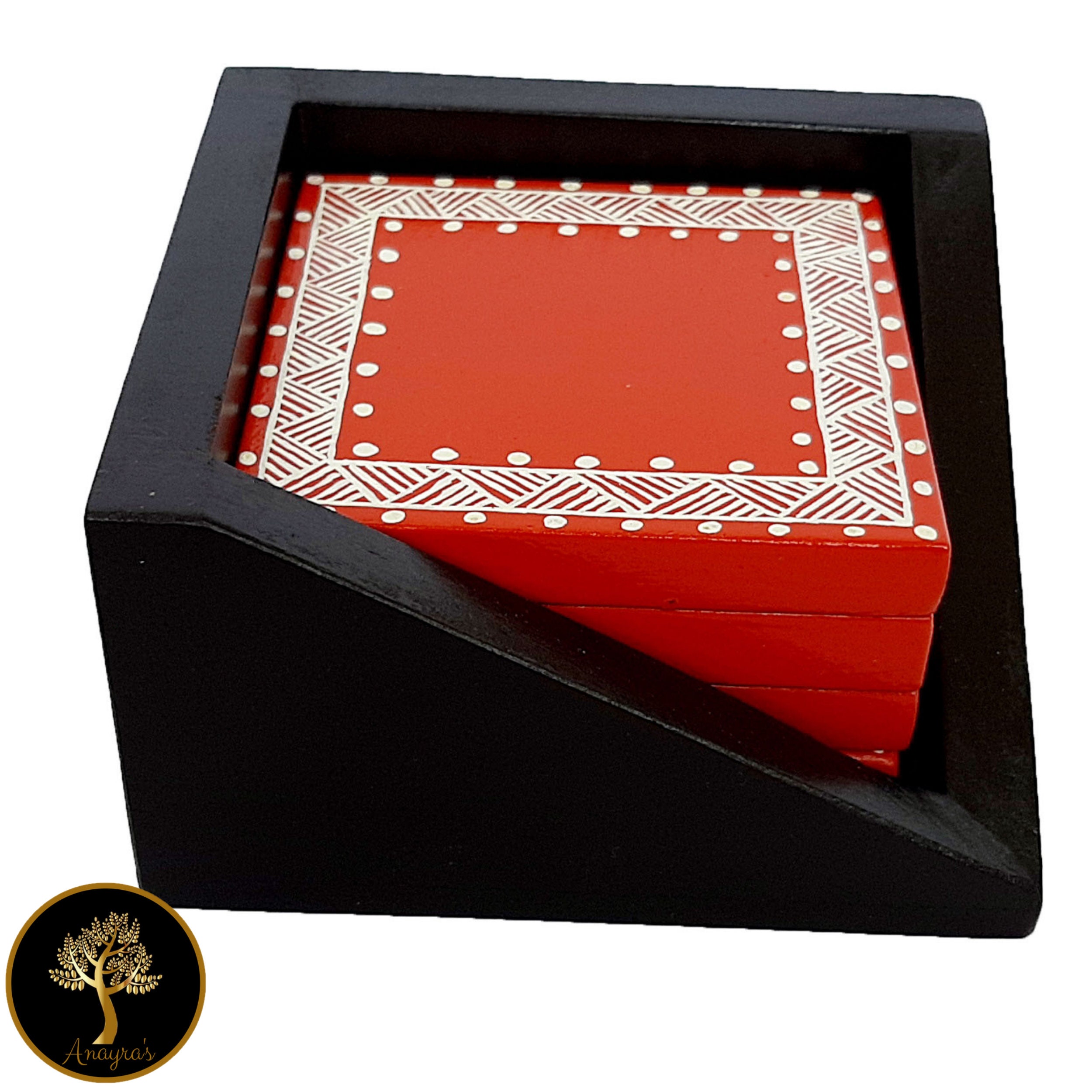 Wooden Coasters with Hand Painted Traditional Aipan Art | Etsy