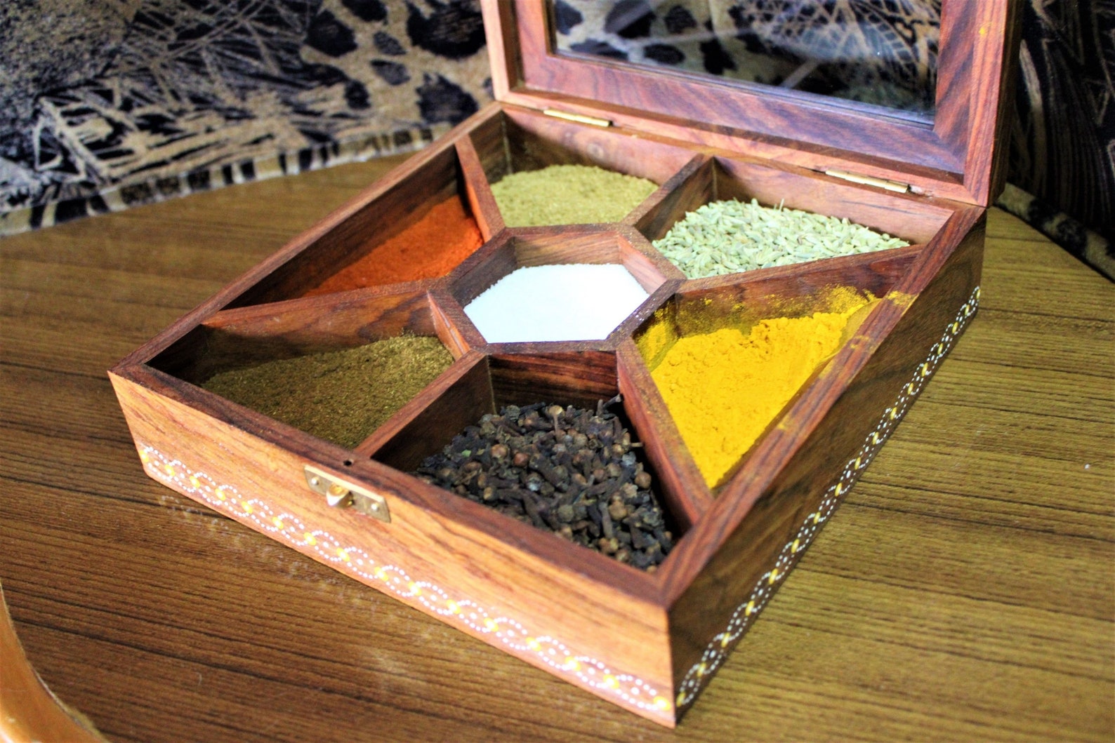 Sheesham Wood Handcrafted & Hand Painted Indian Spice Box / | Etsy