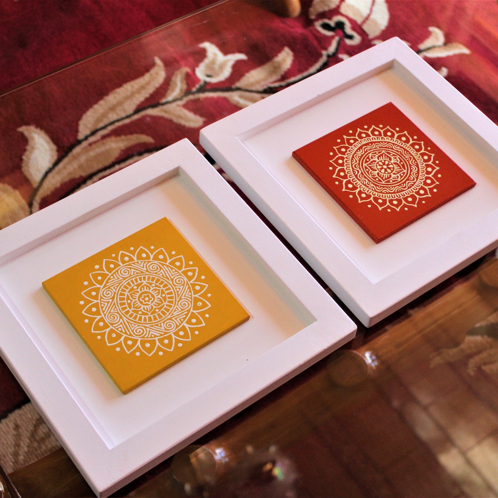 Traditional Aipan Inspired Hand Painted Wall Art Hanging set - Etsy