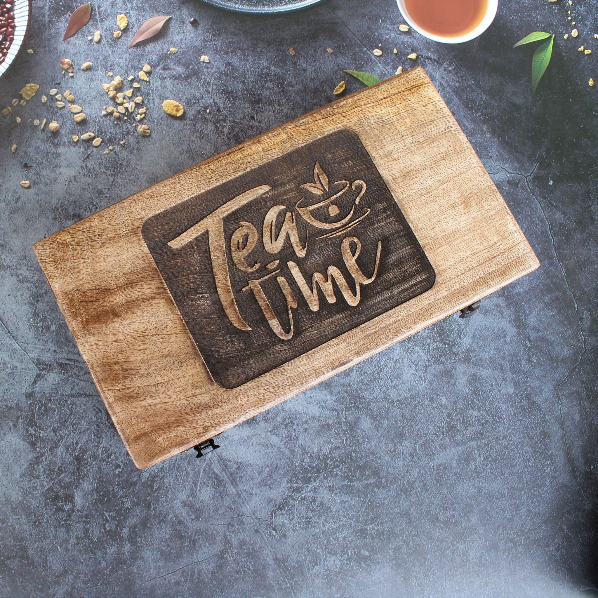 Wooden Hand Crafted & Laser Engraved Tea Box - Etsy