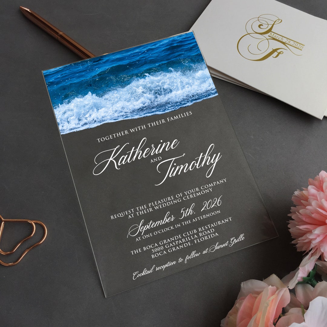 Beach Acrylic Wedding Invitation, Ocean Wedding Invite, Under the Sea ...