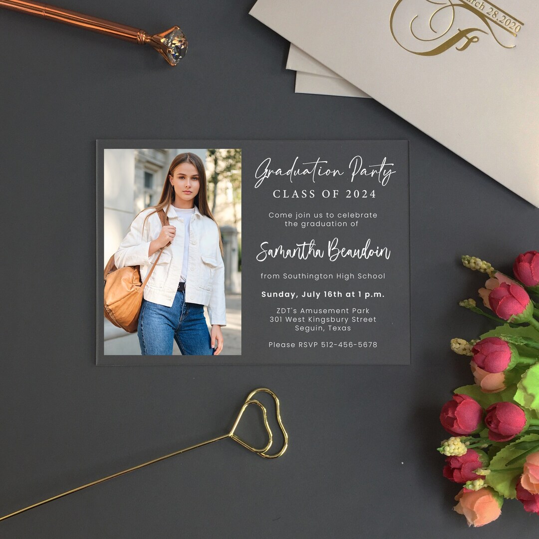 Acrylic Graduation Party Invitation, Acrylic Photo Invite, Class of ...