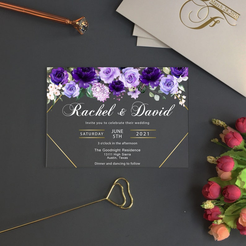 Custom Acrylic Wedding Invitation Acrylic Invites Purple - Etsy