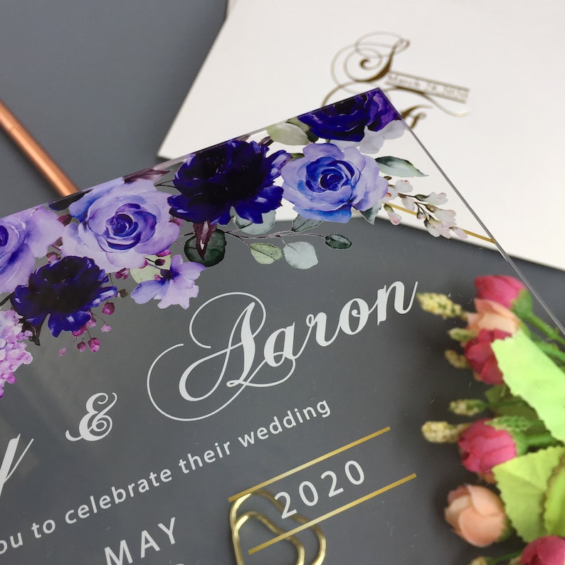 Custom Acrylic Wedding Invitation Acrylic Invites Purple - Etsy